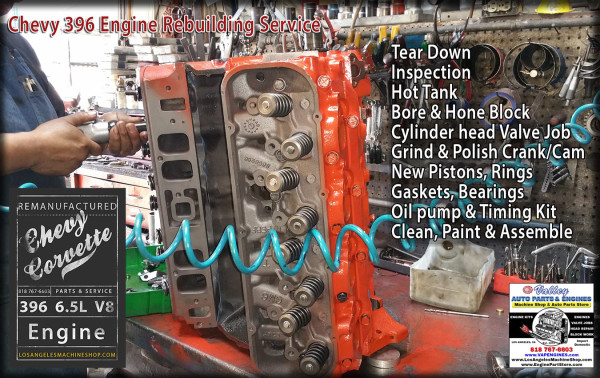 65 Big Block Chevy 396 Remanufactured Engine - Los Angeles Machine Shop ...